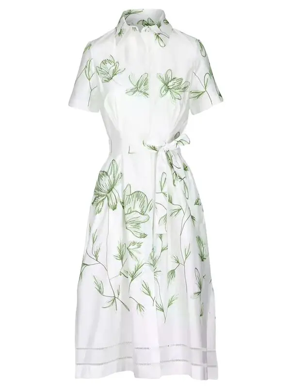 Rani Arabella Floral-print Belted Midi Dress - White