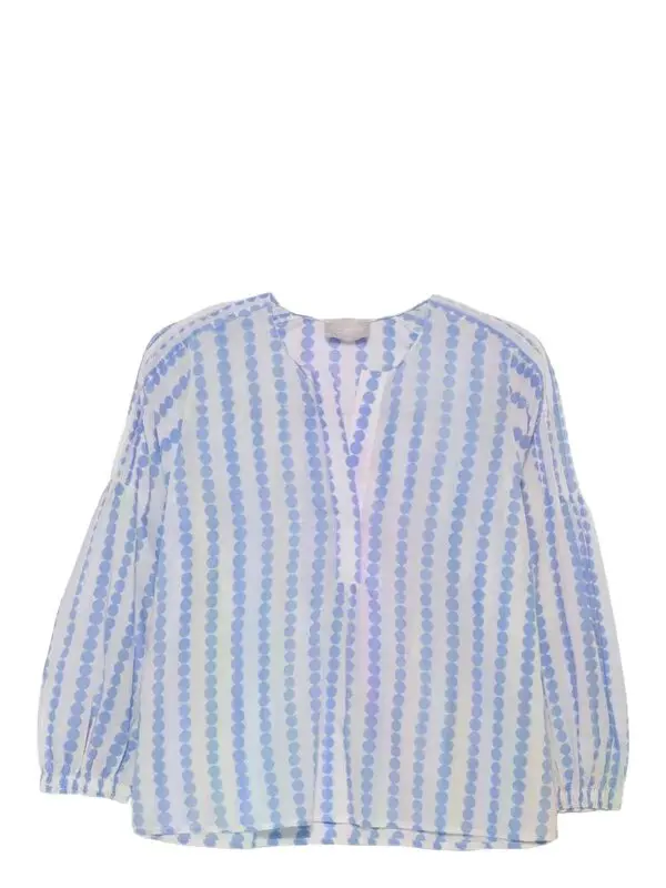 Hemisphere Striped Polka-dot Blouse - White