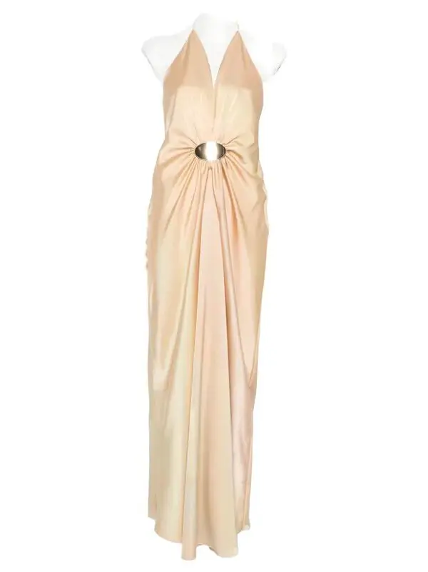 SIMONA CORSELLINI Halter-neck Maxi Dress - Neutrals