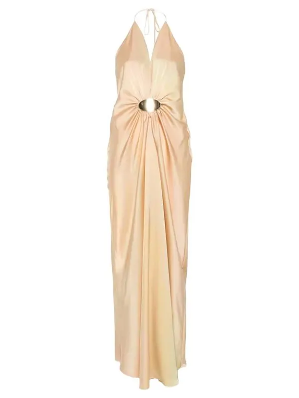 SIMONA CORSELLINI Halter-neck Maxi Dress - Neutrals
