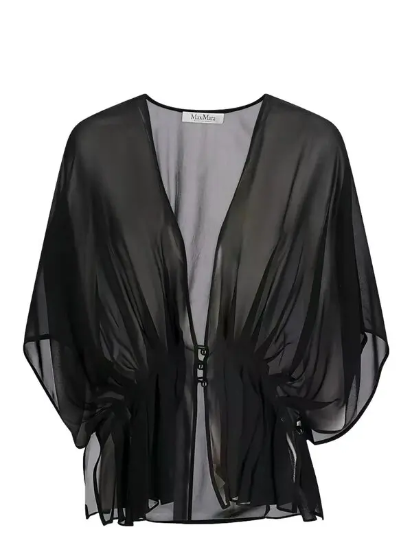 Max Mara Pleated V-neck Blouse - Black