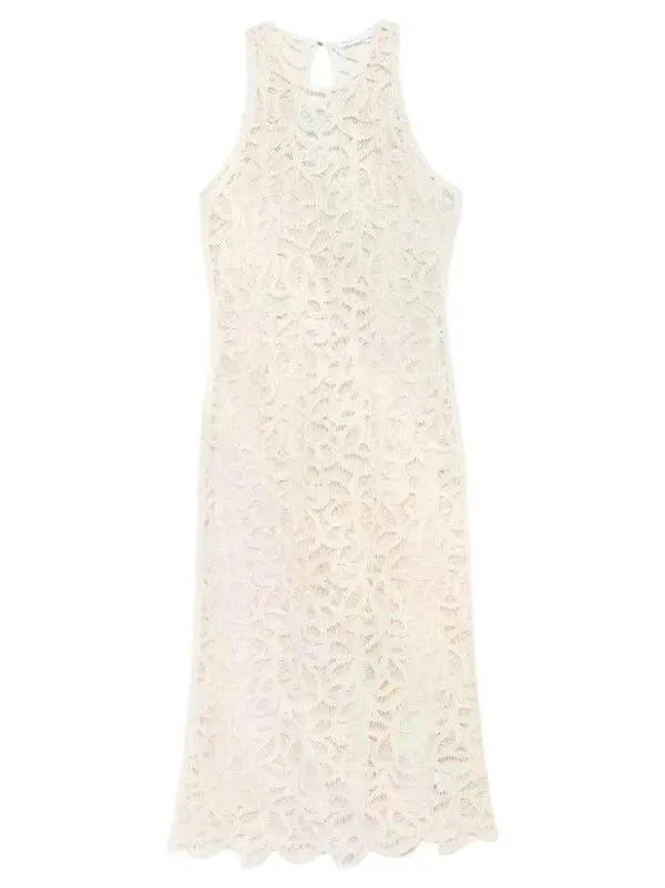 Patrizia Pepe Round-neck Midi Dress - Neutrals