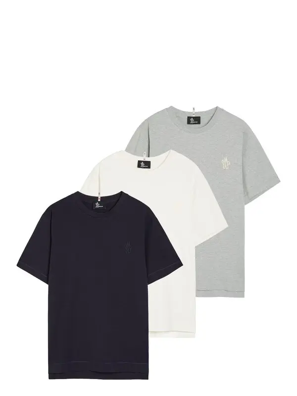 Moncler Logo-appliquéd Cotton T-shirt - Light Grey