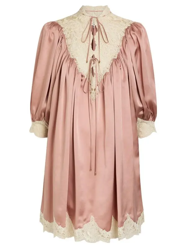 Chloé Lace And Silk Mini Dress - Light Pink