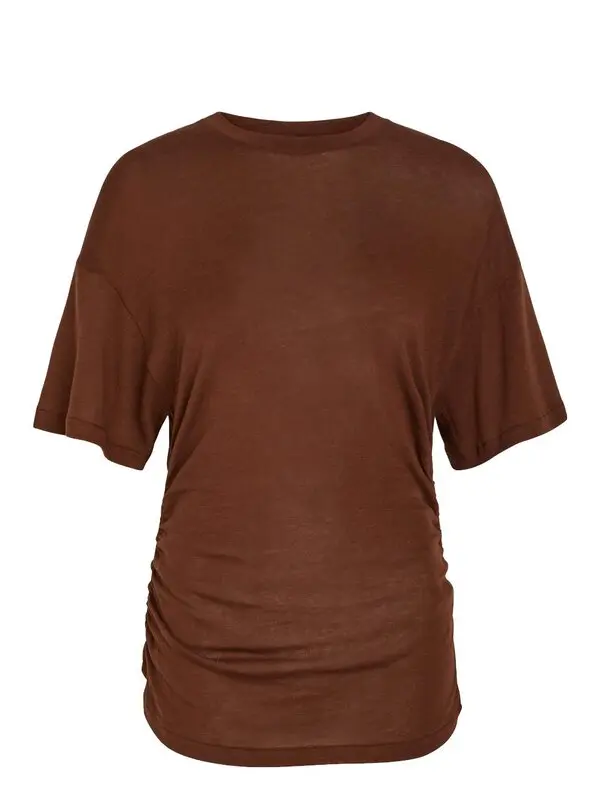 AKYN Ruched Fine-knit T-shirt - Brown
