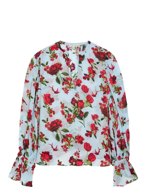 Alice + Olivia Floral-jacquard Mesh Top - Multicoloured