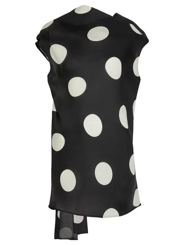 Khaite Tatia Polka-dot Draped Mini Dress - Black And White