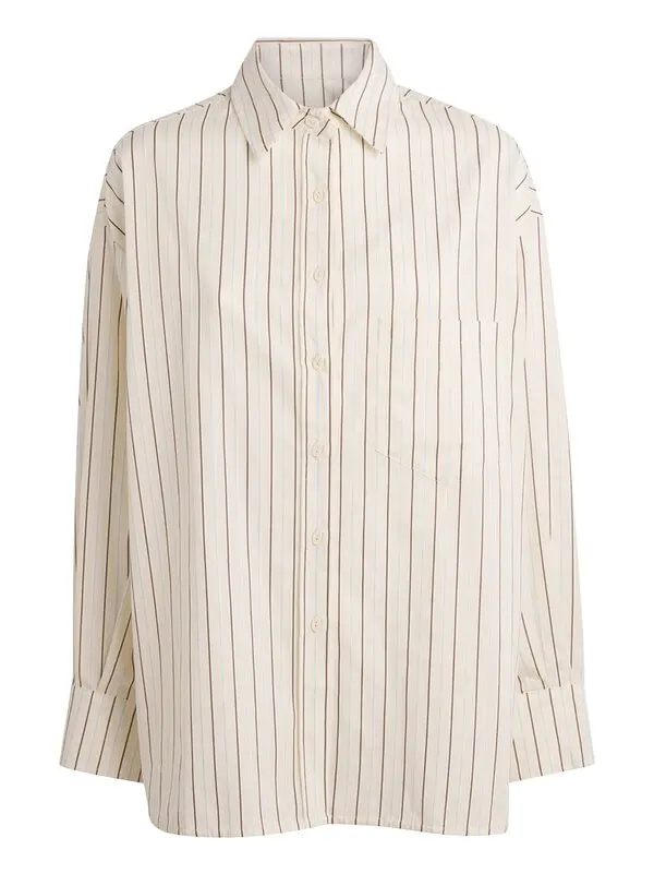 Faithfull The Brand Cotton Poplin Stripe Angelo Shirt - Ivory