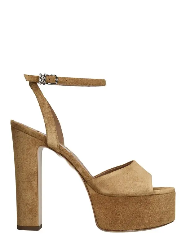 Casadei Suede Patty Platform Heels 130 - Beige