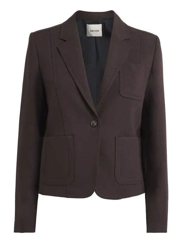ME+EM Fitted Cropped Blazer - Brown