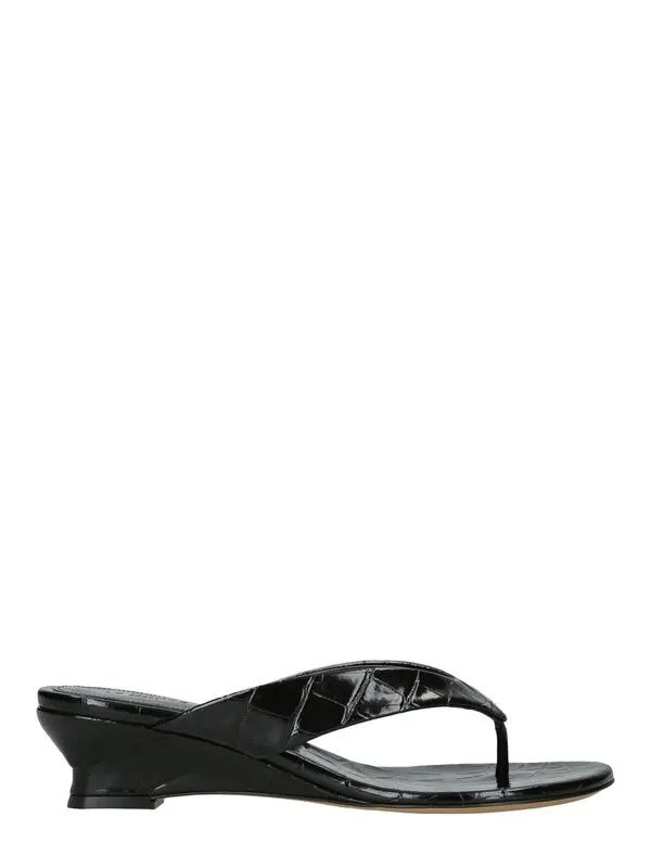 Le Monde Beryl Leather Micro Wedge Sandals 40 - Black