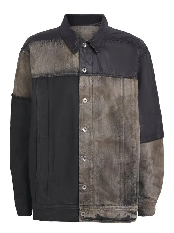 Rick Owens Combo Worker Denim Jacket - Brown