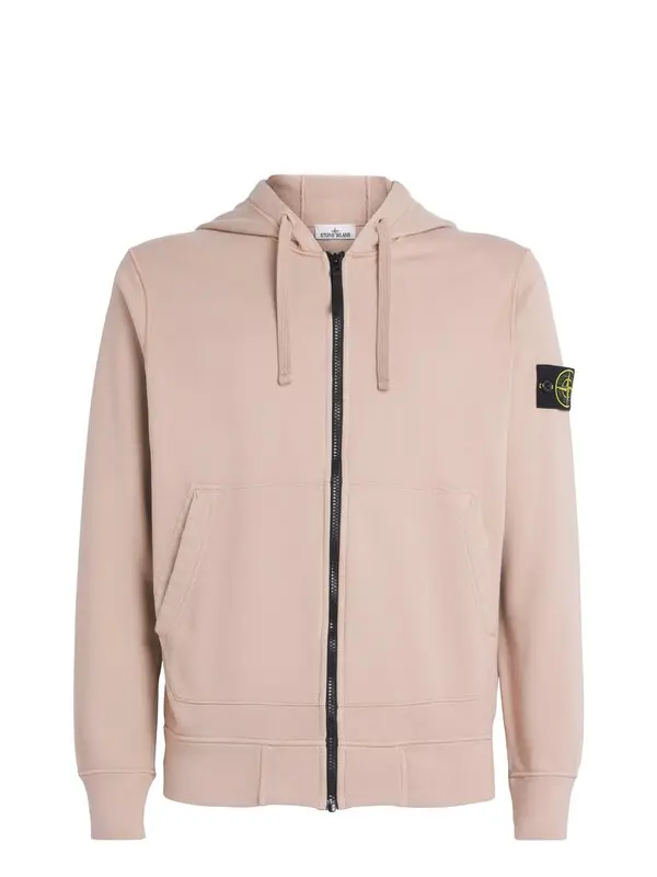 Stone Island Organic Cotton Zip-up Hoodie - Beige