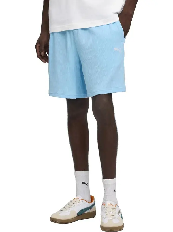 PUMA Relaxed Fit Waffle Shorts - Blue