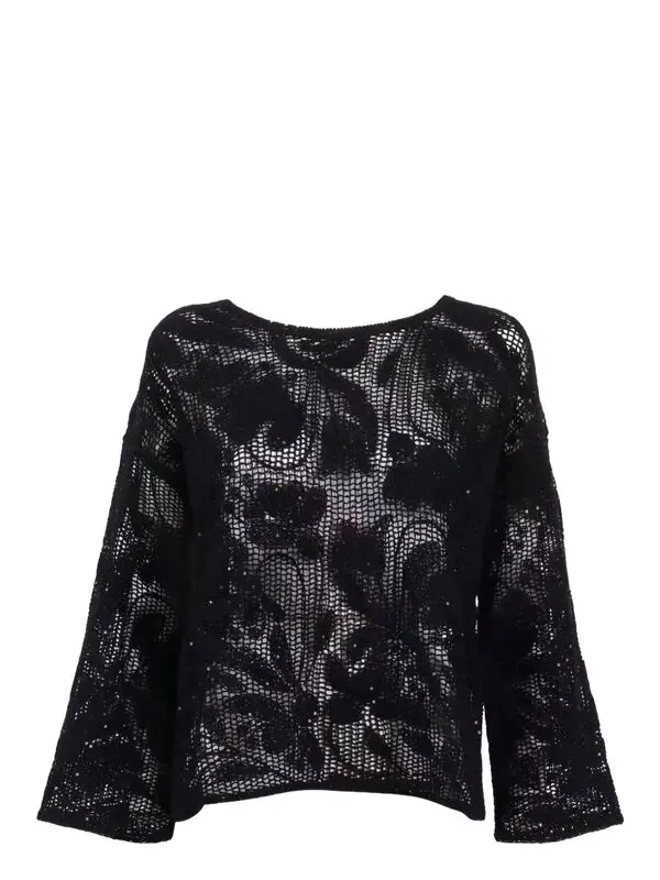 KANGRA Embroidered Sequin Top - Black