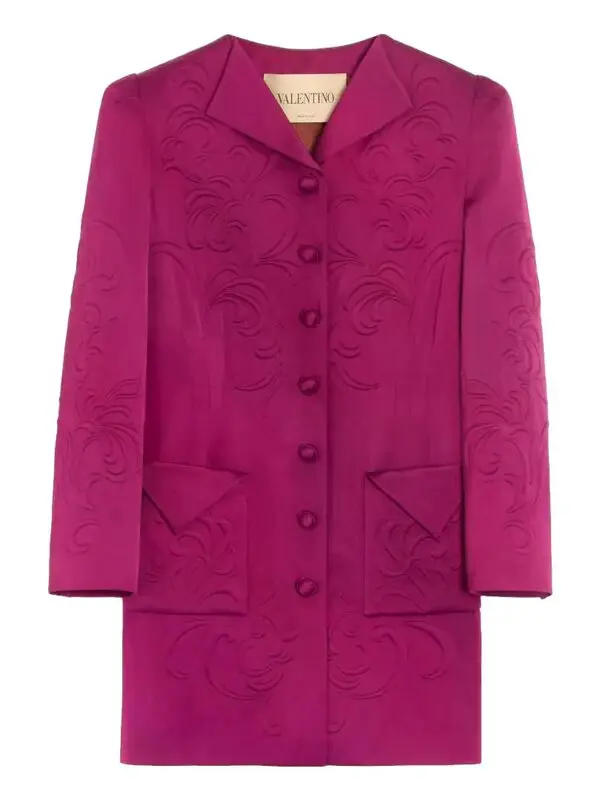 Valentino Garavani Embroidered Satin Cady Caban Coat - Pink