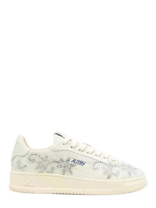 AUTRY Dallas Embellished Leather Sneakers - Neutrals