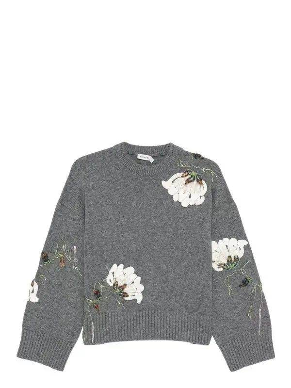 Simkhai Flower Embroidered Sweater - Grey