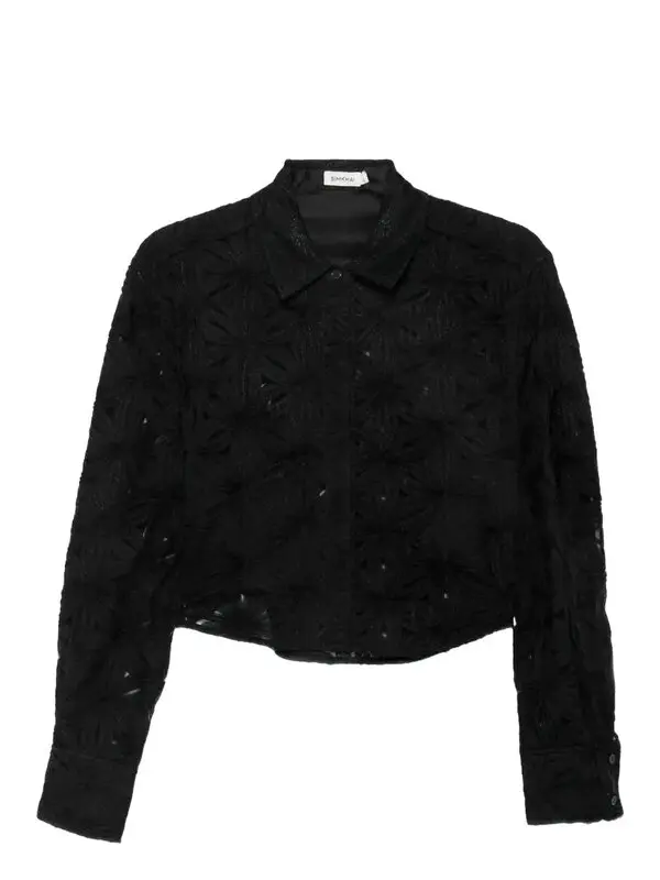 Simkhai Floral-print Cropped Blouse - Black