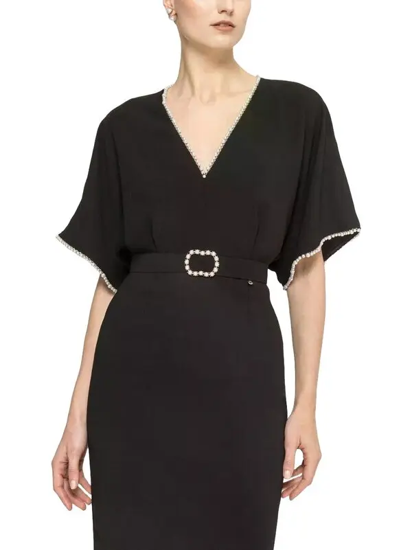 NISSA V-neck Midi Dress - Black