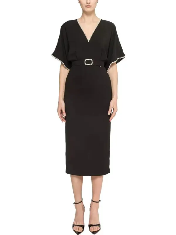 NISSA V-neck Midi Dress - Black