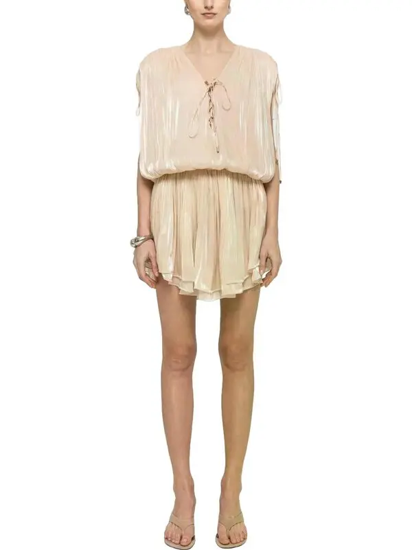 NISSA Pleated Mini Dress - Neutrals