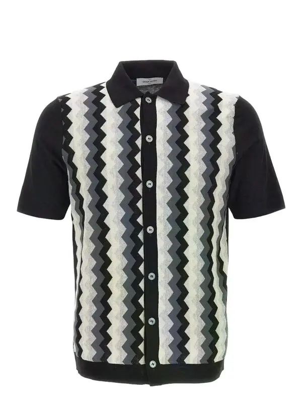 GRAN SASSO Chevron-jacquard Shirt - Black