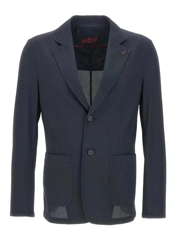 BOB Golden Logo-pin Patch-pocket Blazer - Blue