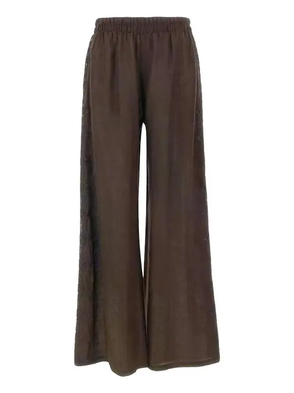MAURIZIO MYKONOS Lace Trousers With Elasticated Waistband - Brown