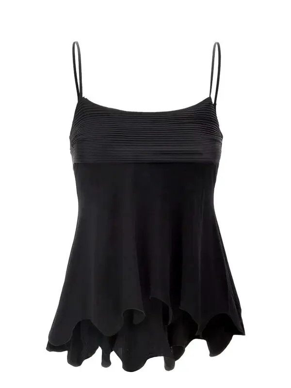 JACQUES Pleated Lace Top - Black