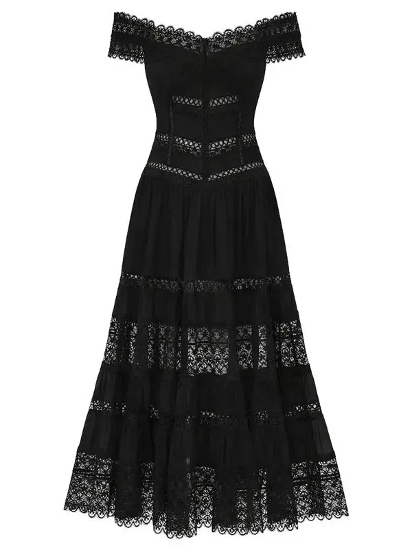 Charo Ruiz Ibiza Amaira Lace Tiered Dress - Black