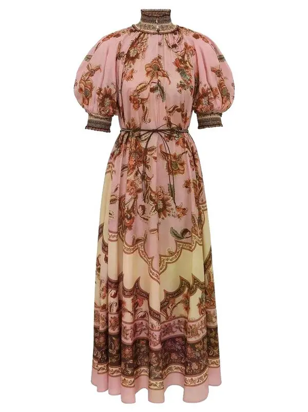 Zimmermann Aster Billow Floral-print Dress - Pink