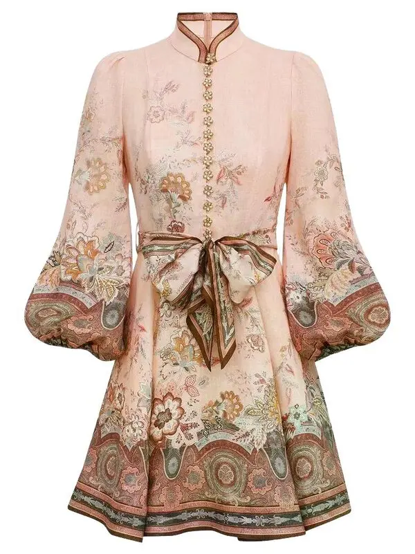 Zimmermann Floral-print Puff-sleeve Dress - Pink