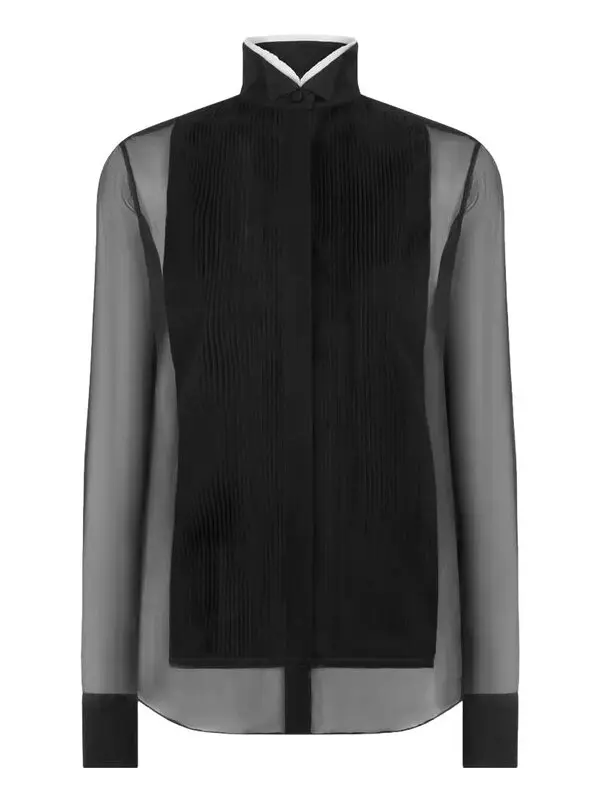 TOM FORD Sheer Pleated-bib Blouse - Black