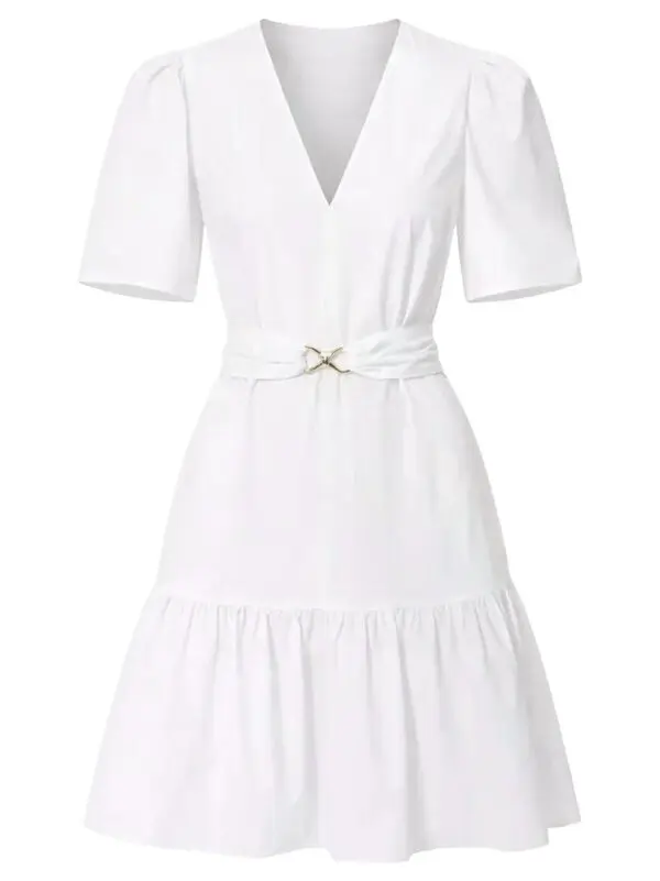 TWINSET Belted Tiered Mini Dress - White