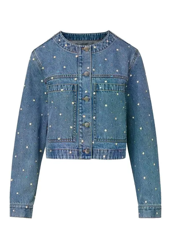 Veronica Beard Lowry Bezel-stud Denim Jacket - Blue