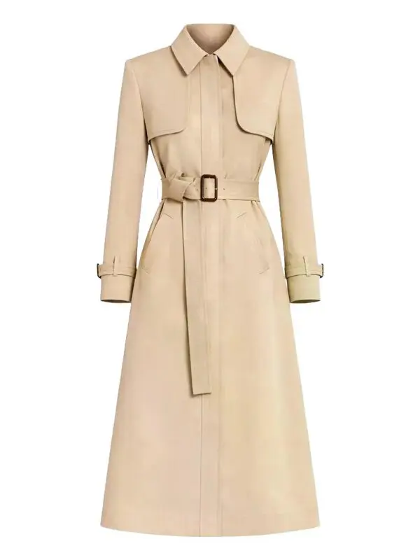 Elie Saab Belted Pleated Coat - Neutrals