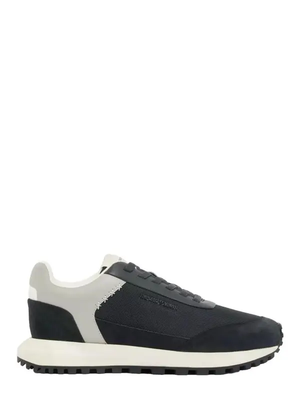 Emporio Armani Mesh-panelled Suede-trim Sneakers - Blue