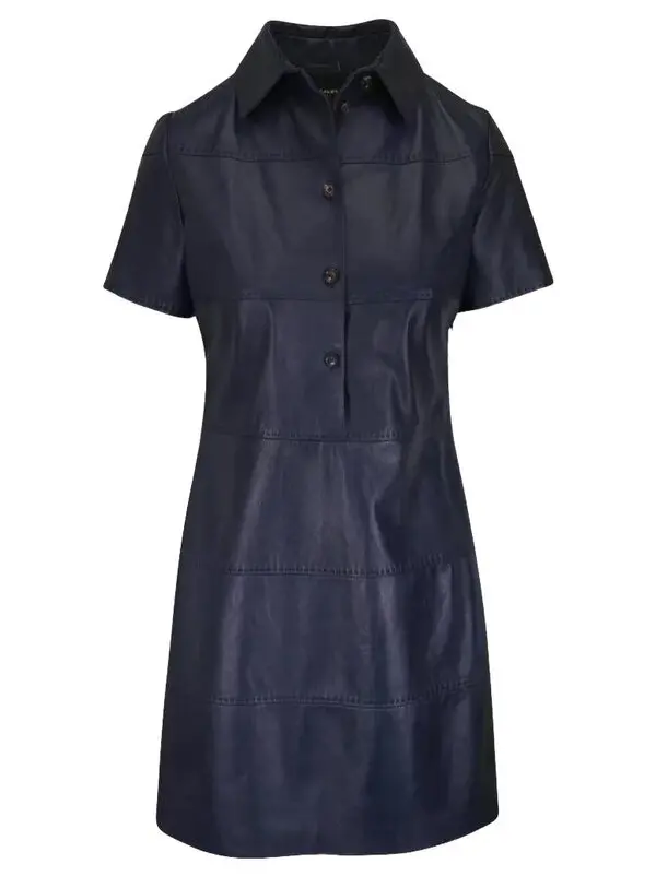 Kiton Panelled Leather Mini Dress - Blue
