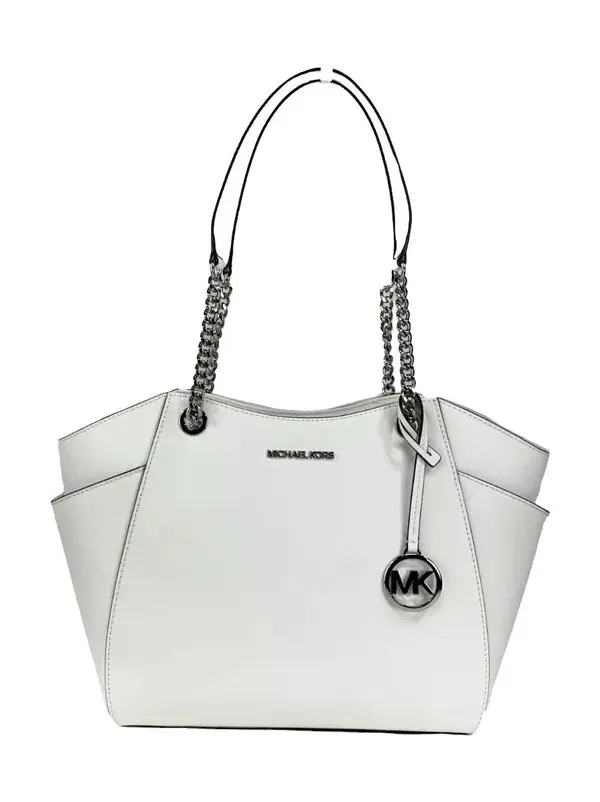 Michael Kors Chain-link Leather-trim Tote Bag - White
