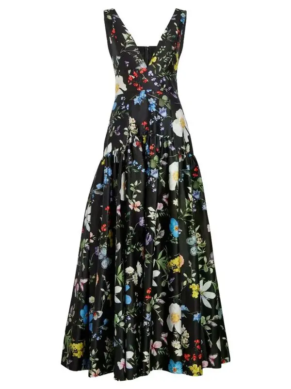 Alice + Olivia Lila Floral-print Maxi Dress - Black
