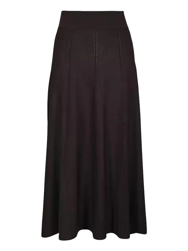 TWP Panelled Maxi Skirt With Perforated Detail - Brown