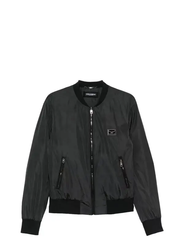 Dolce & Gabbana Logo Plaque Bomber Jacket - Black