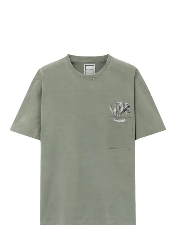 WOOYOUNGMI Floral-print Pocket T-shirt - Green