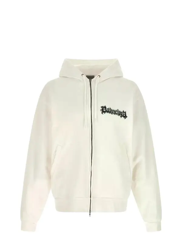 Balenciaga Graphic-print Zip-up Hoodie - Neutrals