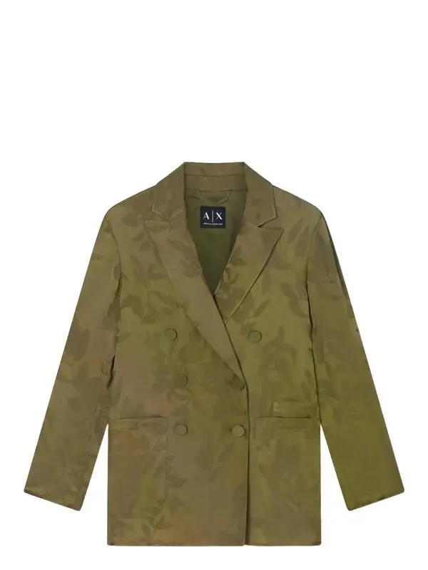 Armani Exchange Leaf-print Double-breasted Blazer - Green
