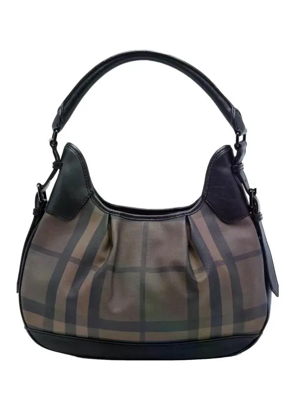 Burberry Smoked Check Coated Canvas Brooklyn Hobo Bag - Brown