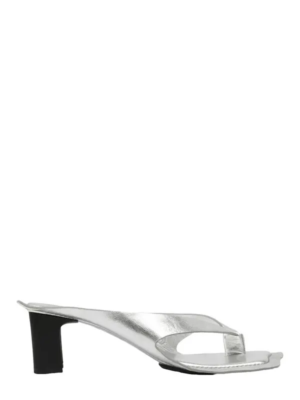 MAISON MARGIELA Laminated Leather Flip Flops - Silver
