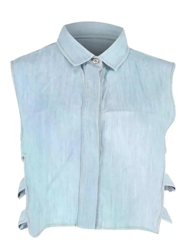Sea Cutout Sleeveless Shirt - Blue