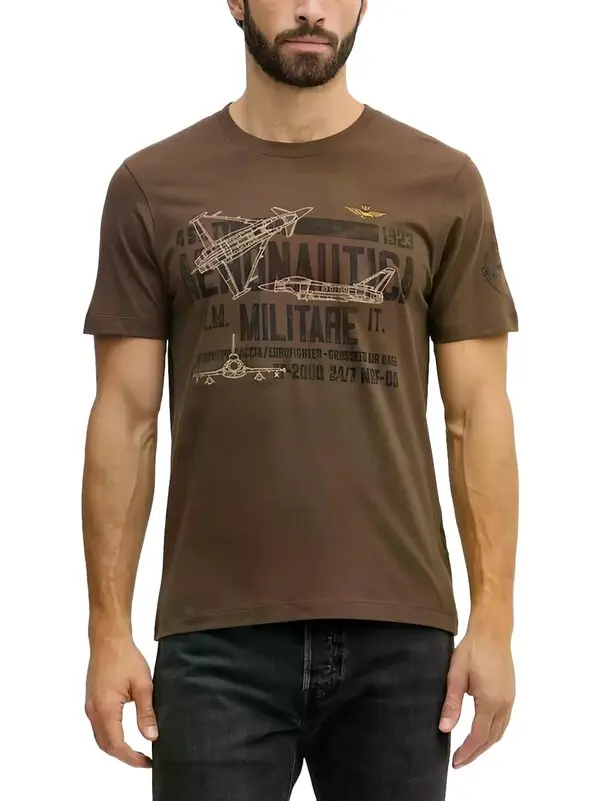 AERONAUTICA MILITARE Chest Print T-shirt - Brown